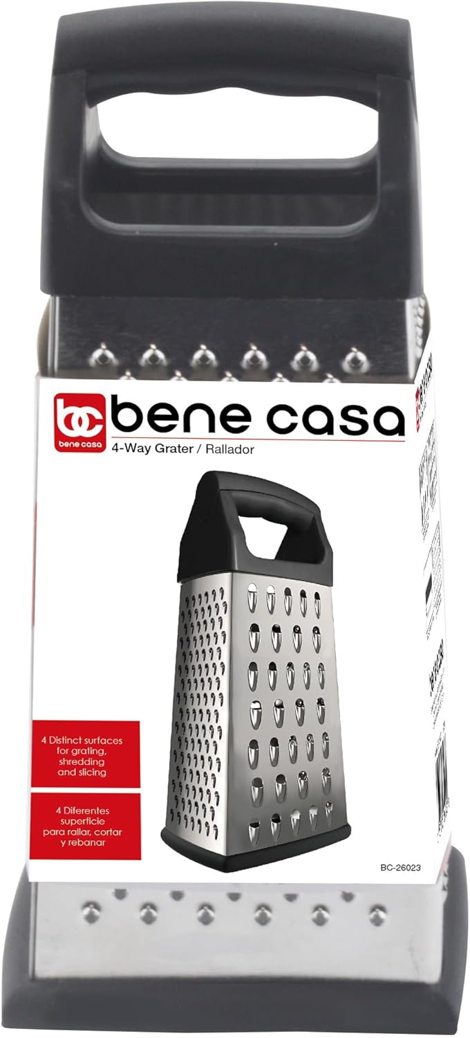Bene Casa hand-held, 4-way grater, stainless-steel blade grater, comfo ...